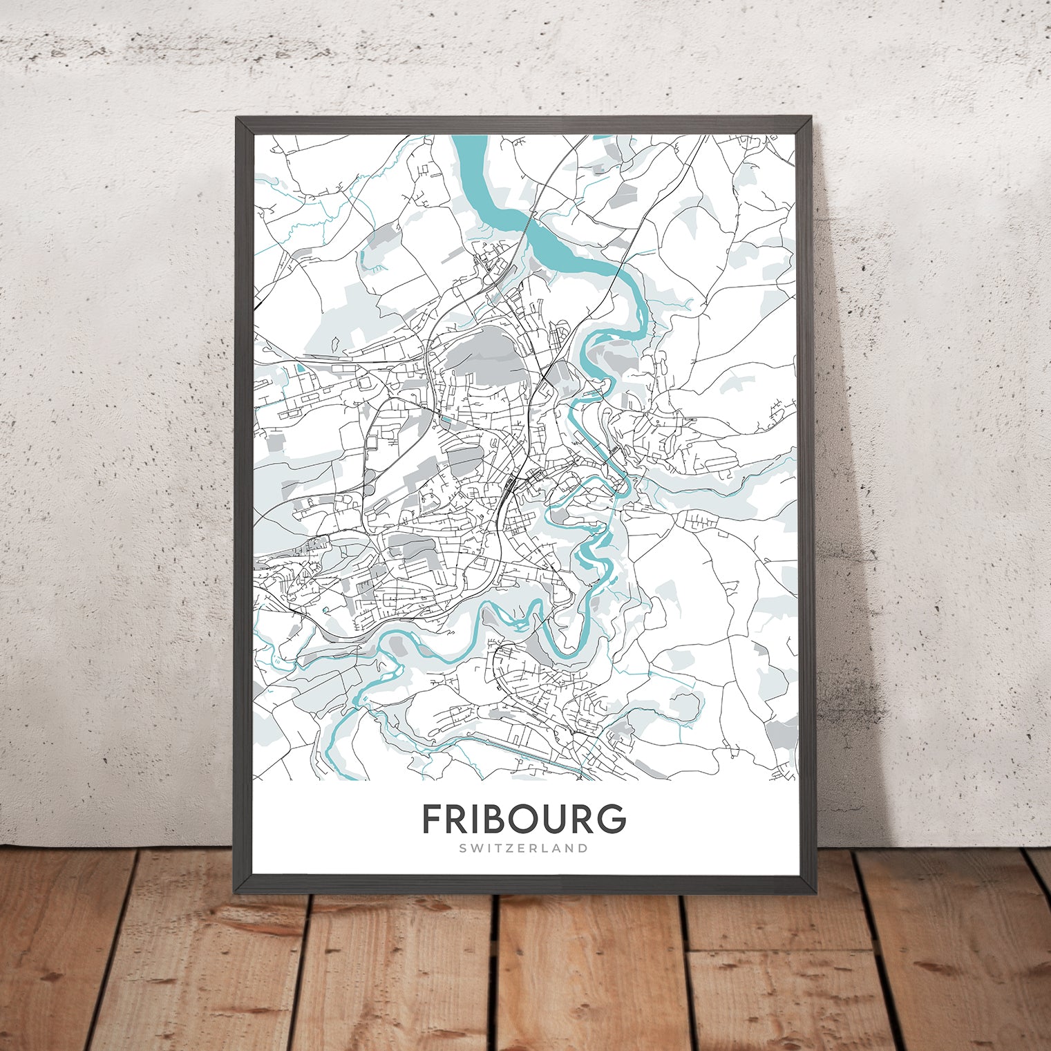 Plan de la ville moderne de Fribourg, Suisse : Altstadt, Cathédrale Sa ...