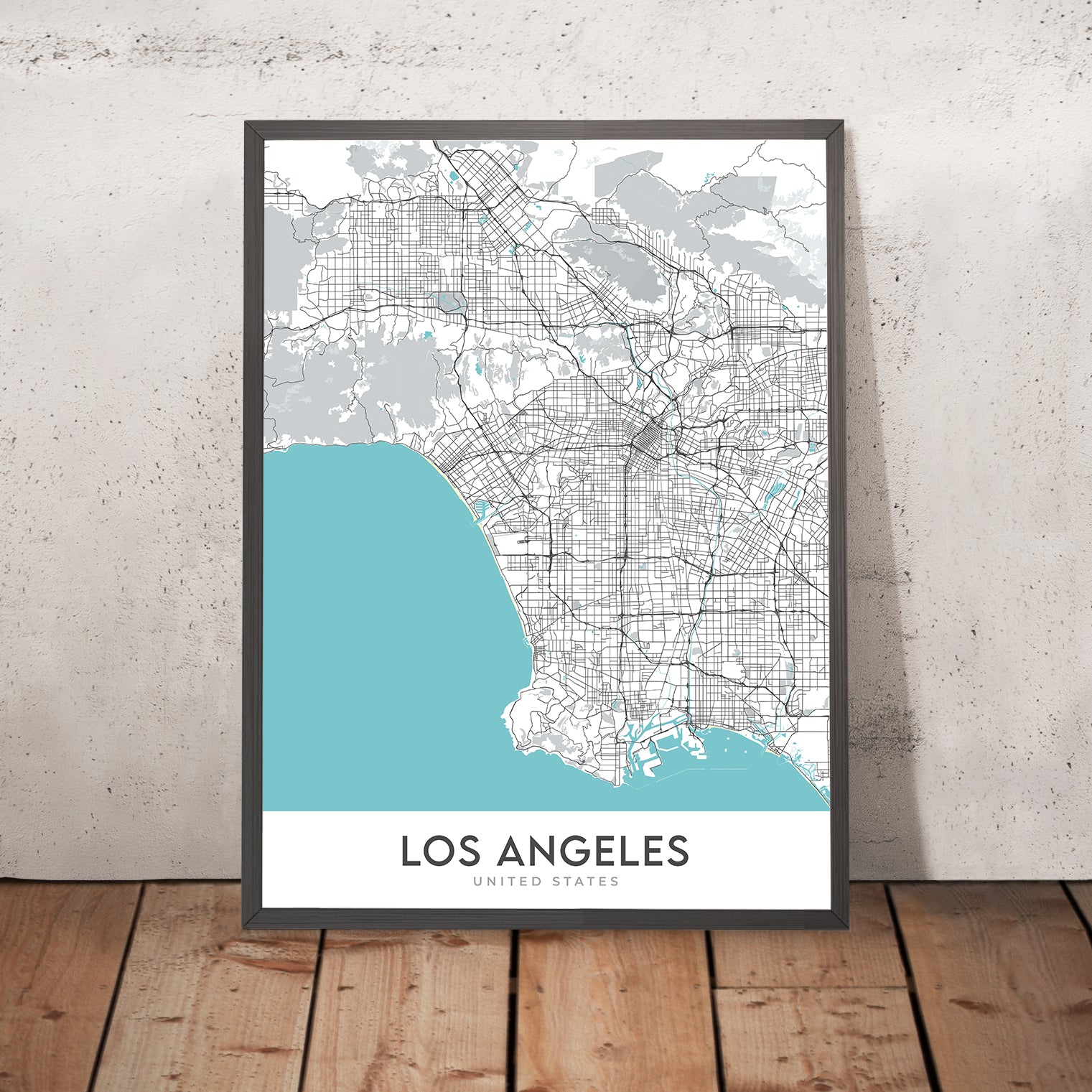 Modern City Map of Los Angeles, CA: Downtown, Hollywood, Beverly Hills ...