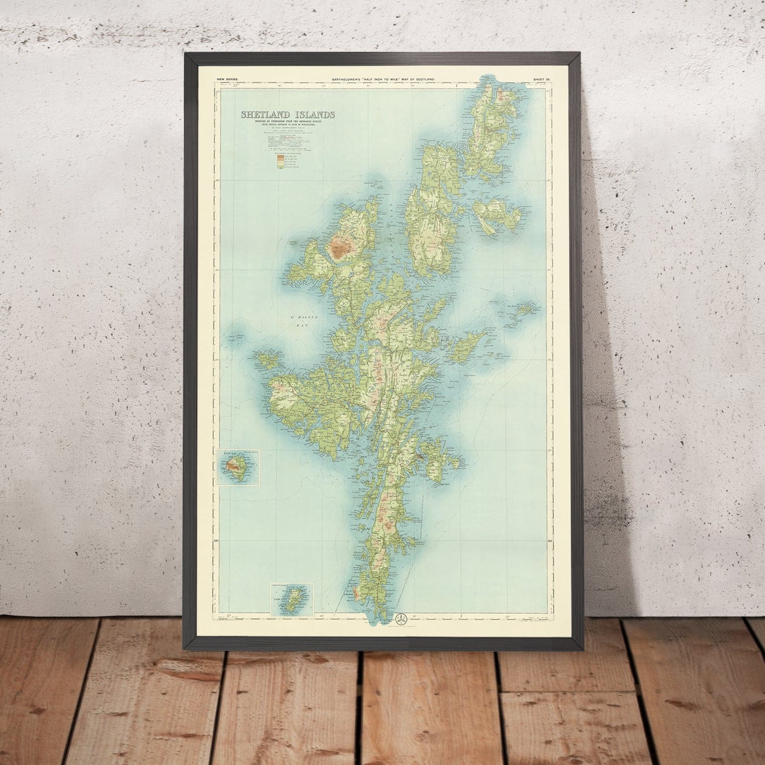Old OS Map of Shetland Islands by Bartholomew, 1901: Lerwick, Ronas Hi ...