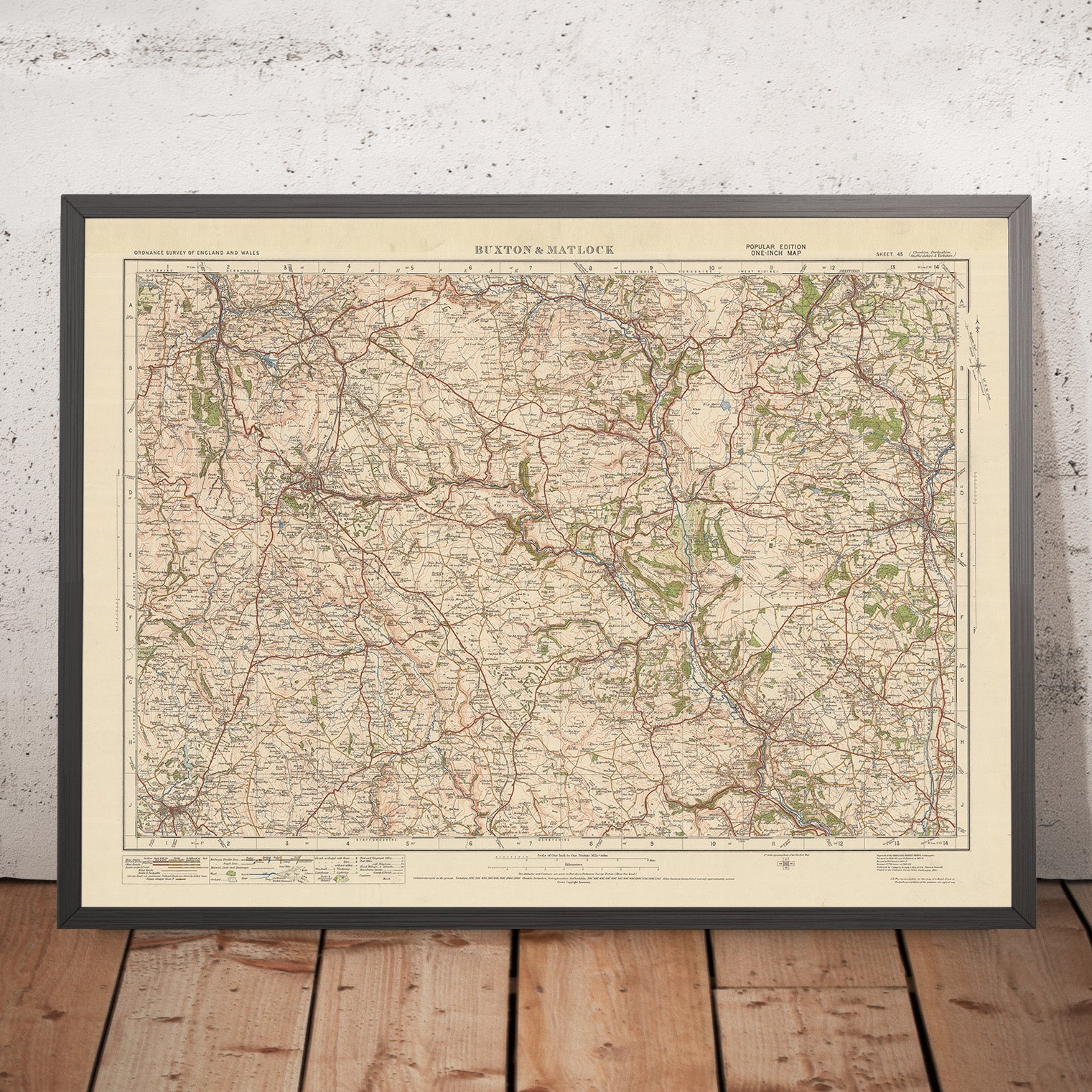 Old Ordnance Survey Map, Sheet 45 - Buxton & Matlock, 1925: Leek, Ches ...