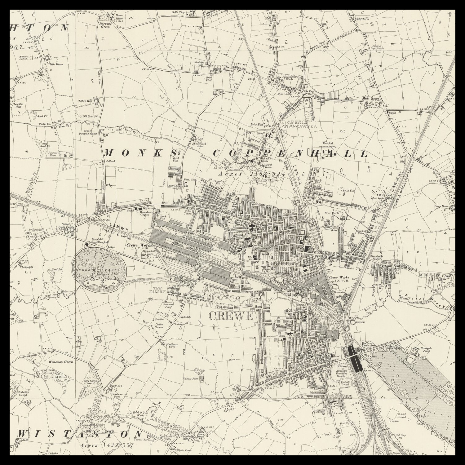 Personalised Old Map of Crewe – The Unique Maps Co.