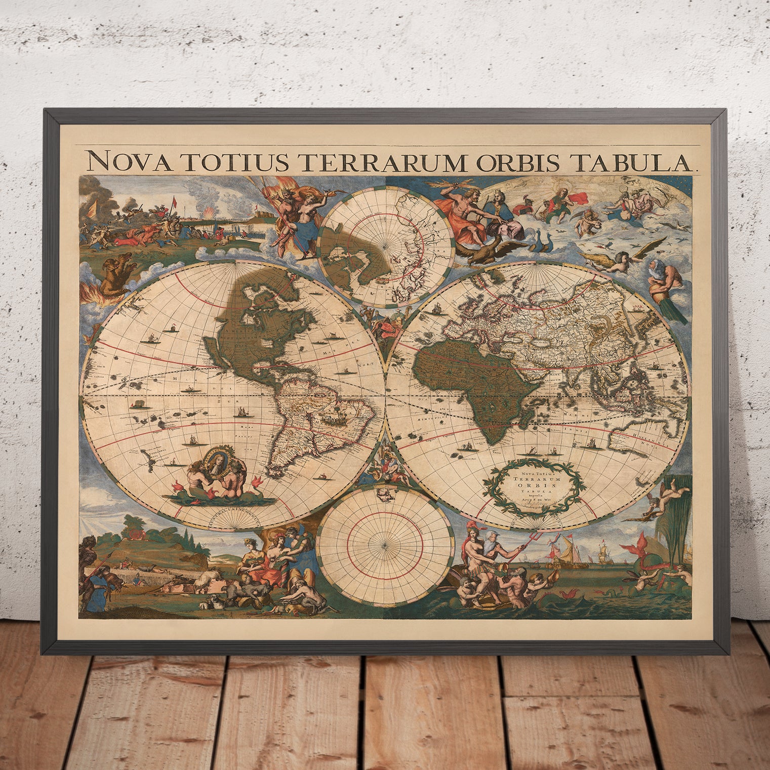 Large Masterpiece World Map by Danckerts, 1696: Mythical Lands, Decora ...