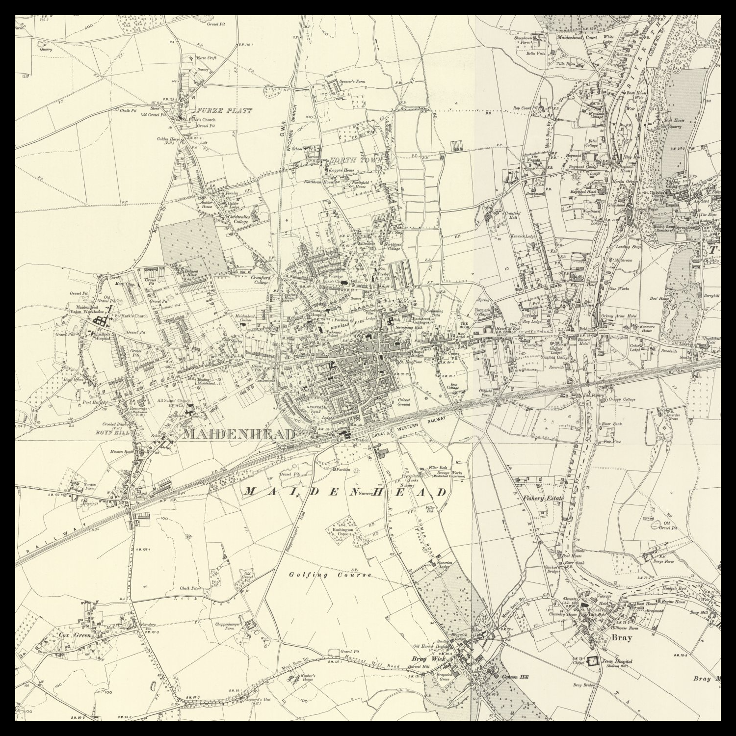 Personalised Old Map of Maidenhead – The Unique Maps Co.