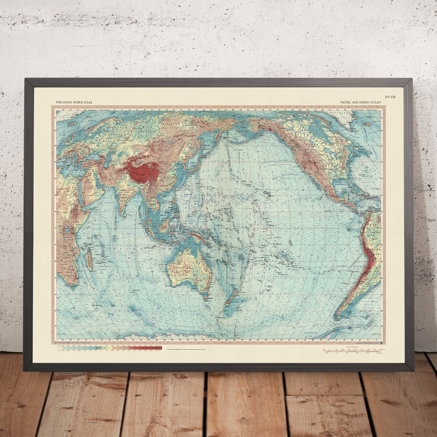 Old World Map of the Pacific and Indian Oceans, 1967: Detailed Politic ...