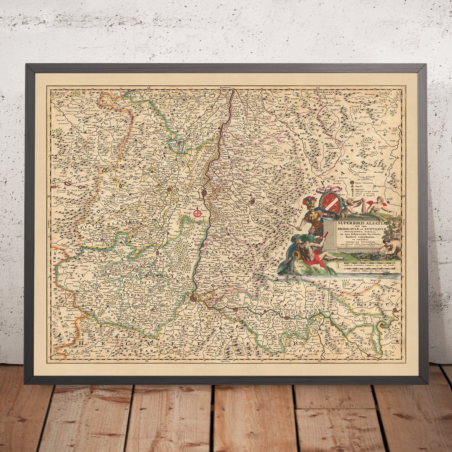 Old Map of Upper Alsace, Breisgau & Sundgau by Visscher, 1690: Basel ...