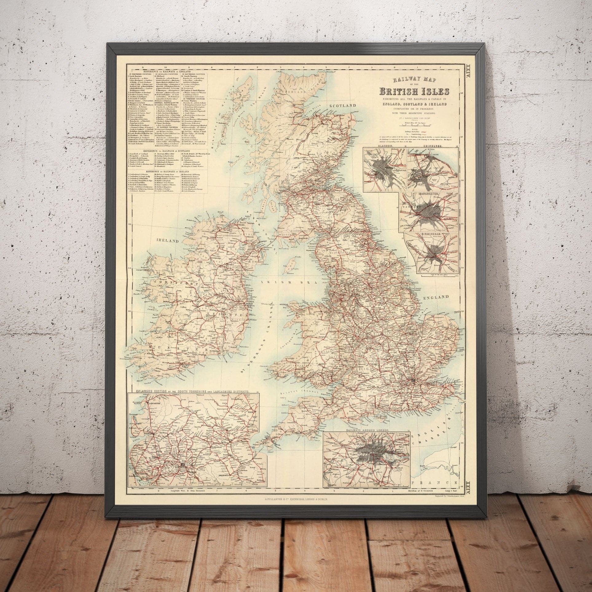 Old Map of Railways & Canals in British Isles 1872 par Fullarton ...