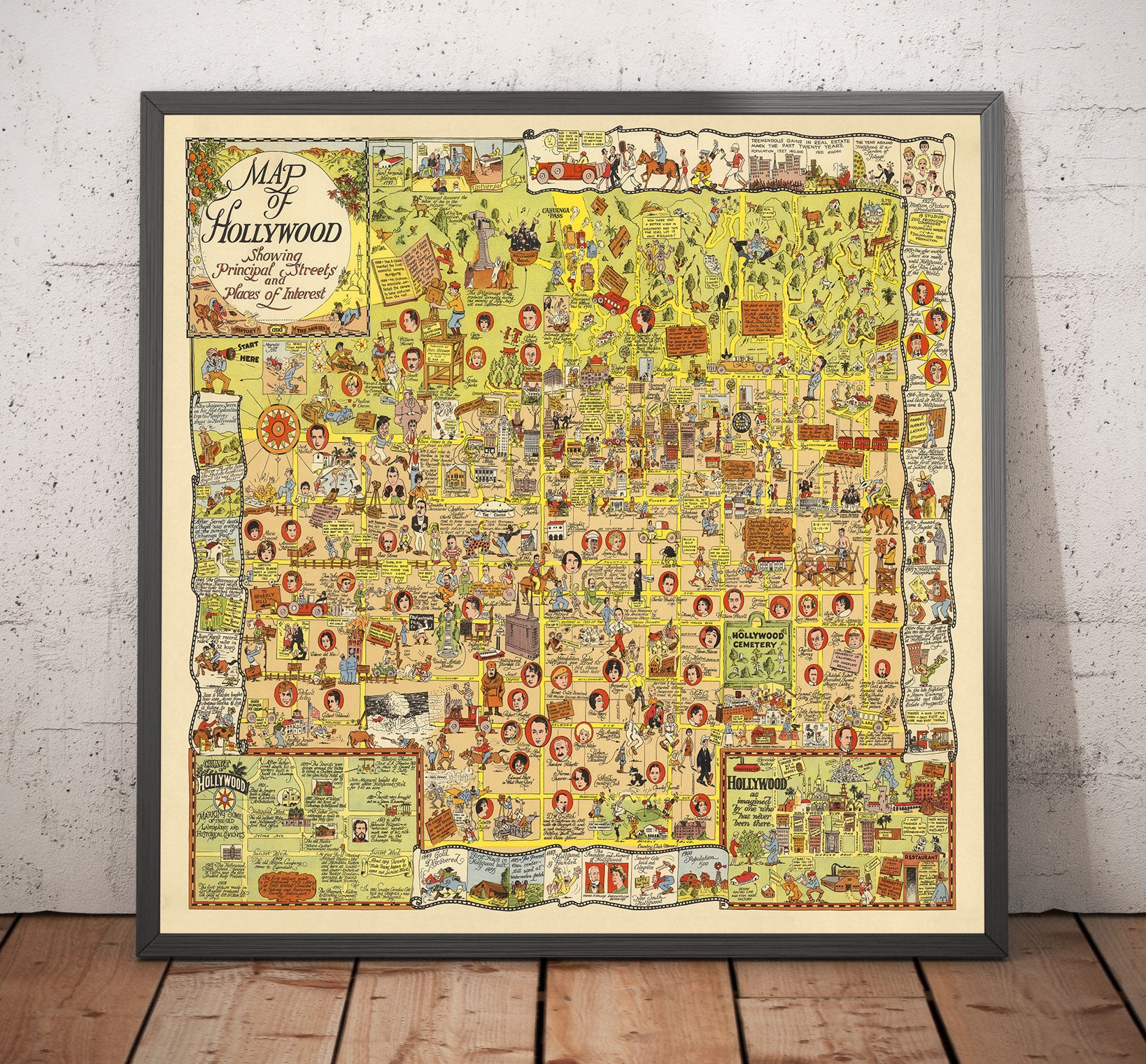 Old Map of Golden Era Hollywood, 1928 by Harrison Godwin - Charlie Cha ...