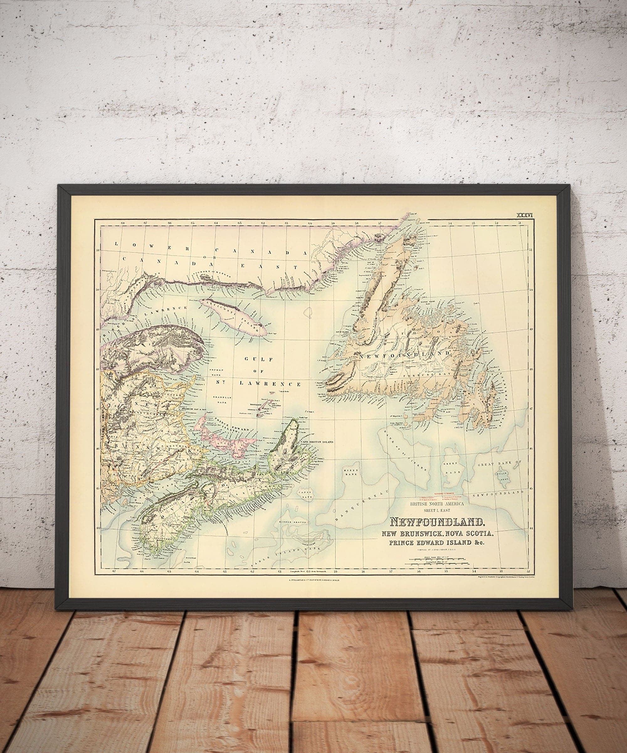 Old Map of Newfoundland, Nova Scotia & New Brunswick, 1872 by Fullarto ...
