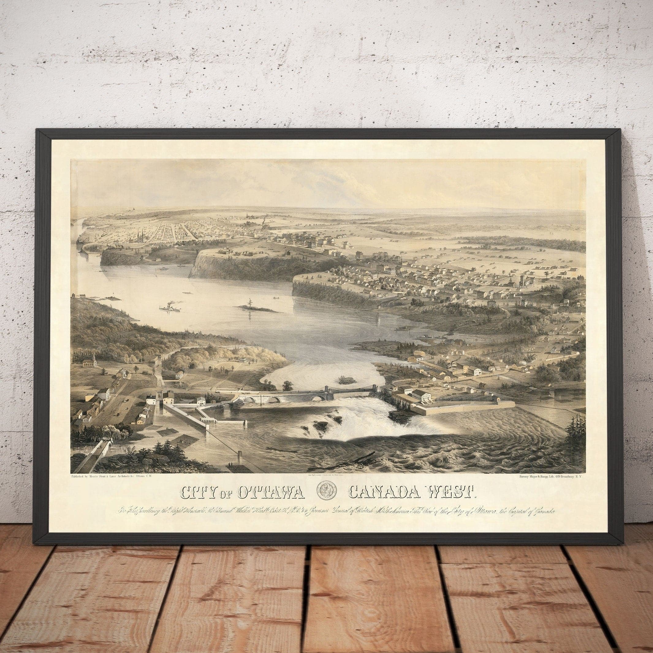 Alte Karte von Ottawa, 1859 von Laver & Stent - Colonial Canada Capital ...