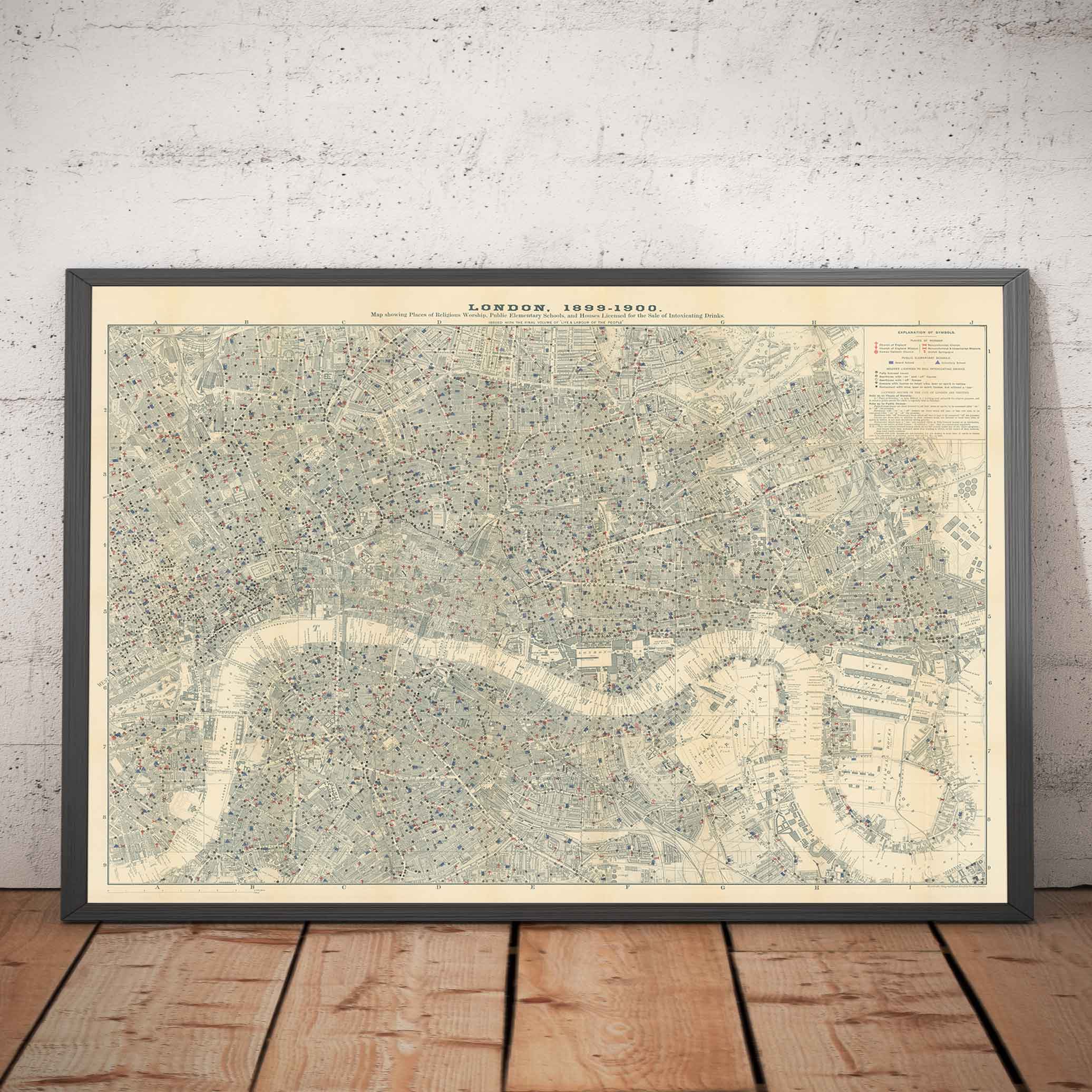 Old Map of London's Churches, Pubs and Schools in 1903 by Charles Boot ...